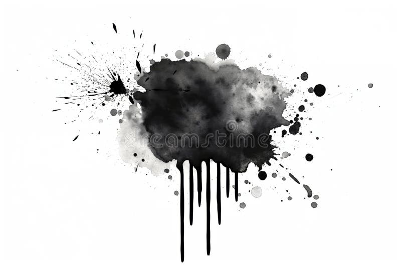 A Dynamic Black Ink Splatter on a White Background, Creating an ...