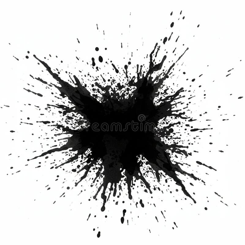 A Dynamic Black Ink Splatter on a White Background, Creating an ...