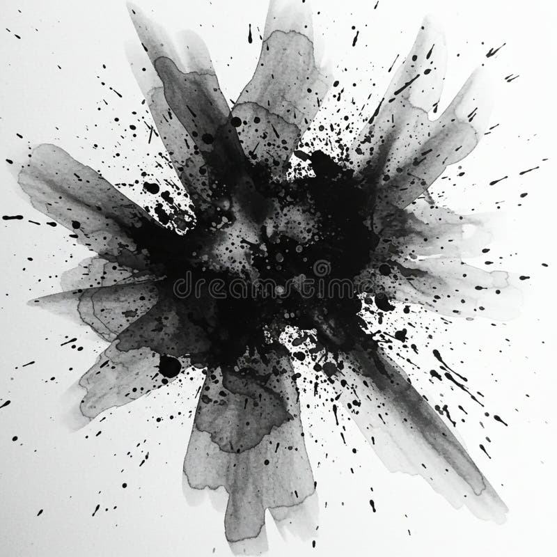 Dynamic Black Ink Splatter on a White Background, Creating an Abstract ...