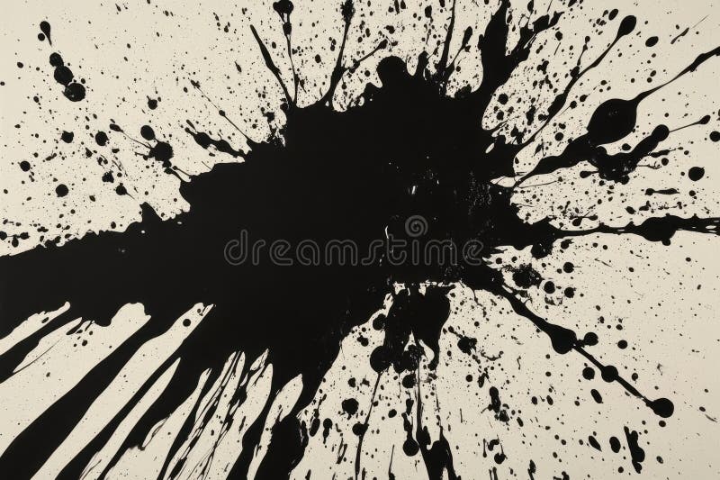Dynamic Black Ink Splatter on White Canvas: Modern Abstract Art Concept ...
