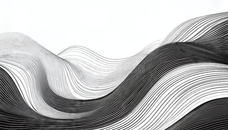 Dynamic Black Line Wave in Abstract Art on White Background Captivating ...