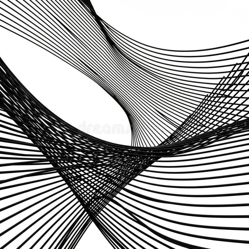 Dynamic Black Lines Form an Intricate, Flowing Pattern Against a White ...