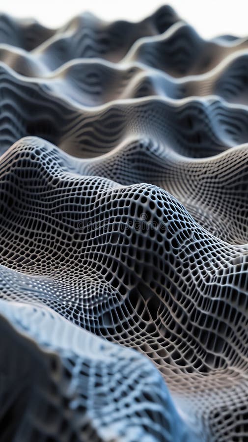 Dynamic Black Mesh Surface with Intricate Grid Patterns Stock ...