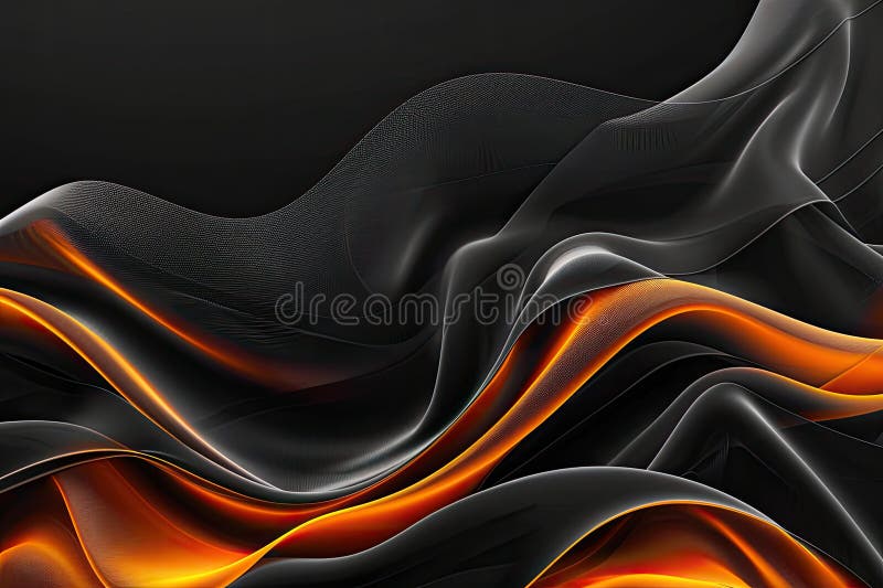 Dynamic Black and Orange Abstract Waves with a Gradient Effect Stock ...