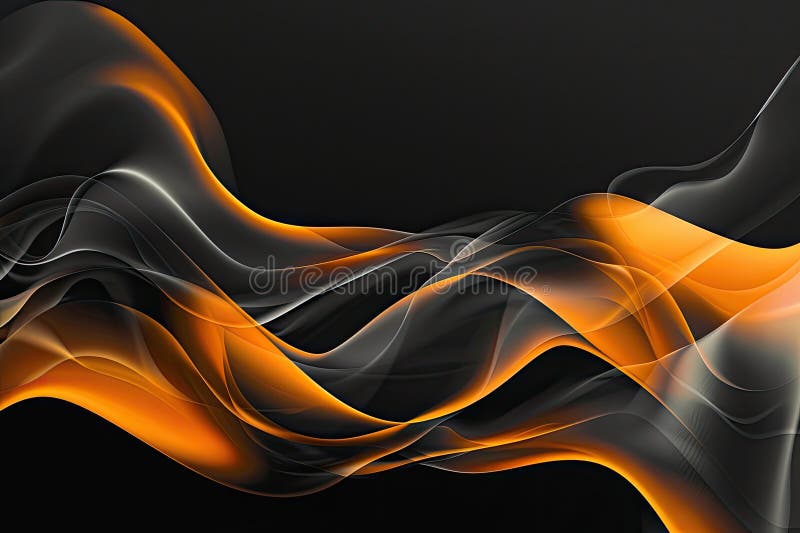 Dynamic Black and Orange Abstract Waves with a Gradient Effect Stock ...
