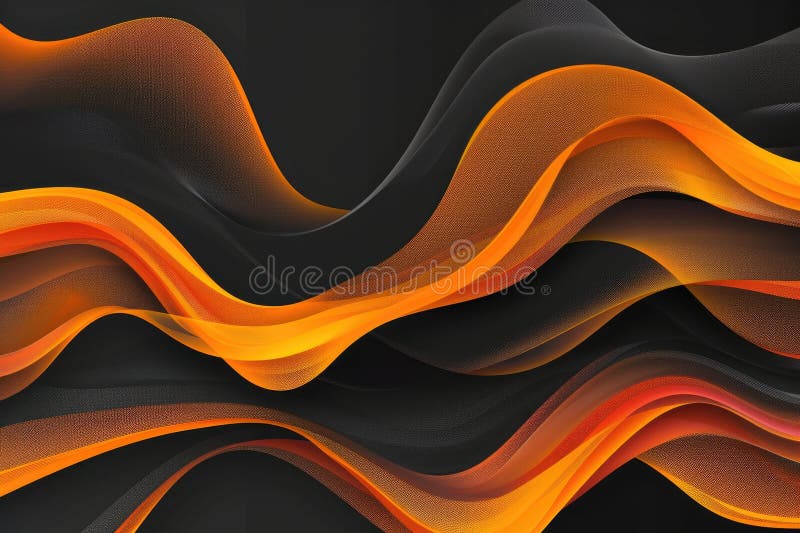 Dynamic Black and Orange Abstract Waves with a Gradient Effect Stock ...
