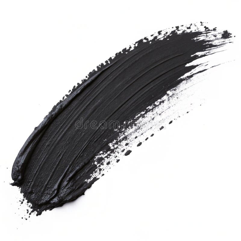Dynamic Black Paint Smear Isolated on White Background Stock ...