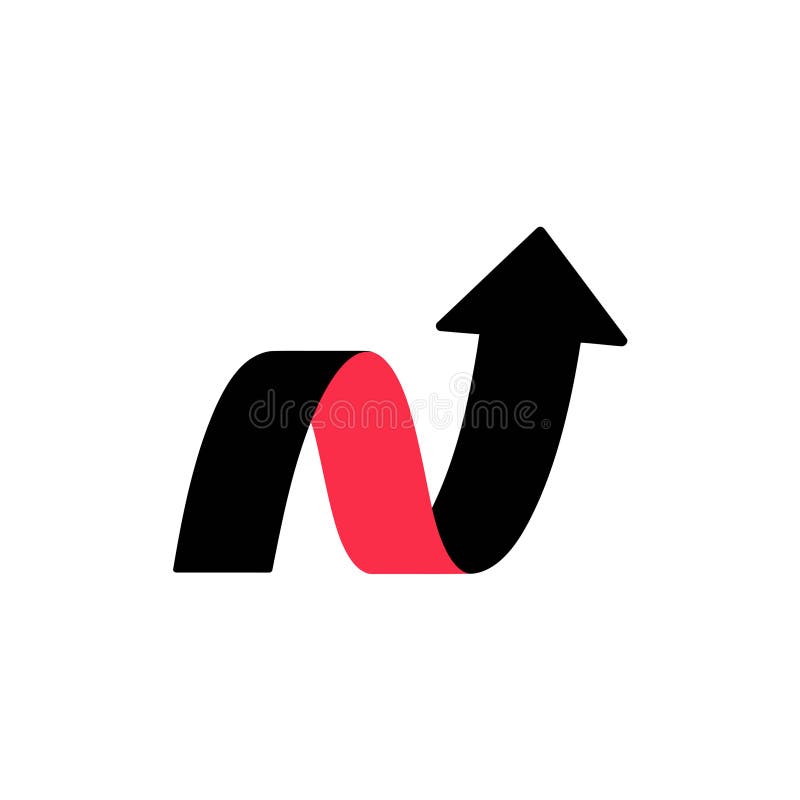 A Dynamic Black and Red Ribbon Forms an Upward-pointing Arrow Stock ...