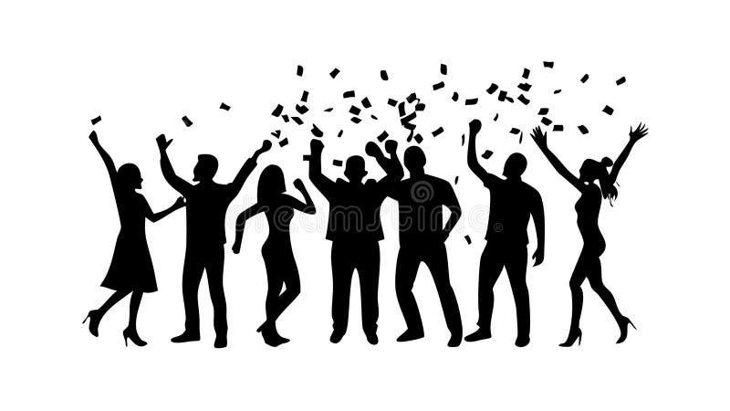 Cheering Crowd Silhouette, Celebration and Joyful Event, Vector Design ...