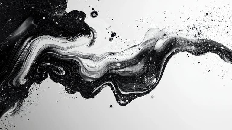 Dynamic Black and White Abstract Art Studio Digital Artwork Minimalist ...