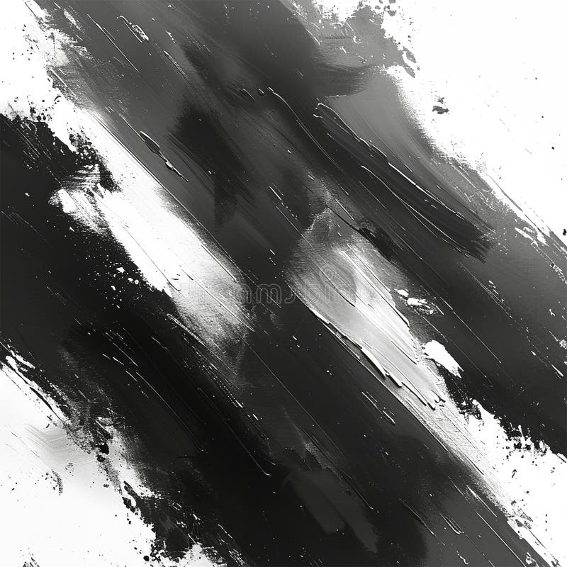 Dynamic Black and White Abstract Painting Showcasing Textured Brush ...