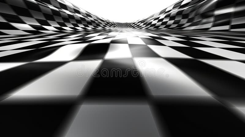 Dynamic Black and White Checkerboard Pattern Creating an Illusion of ...