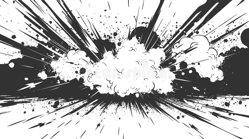 Dynamic Black and White Comic Explosion with Dramatic Burst Lines ...