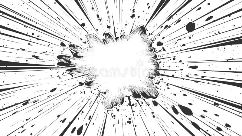 Dynamic Black and White Comic Explosion Illustration with Ink Splashes ...
