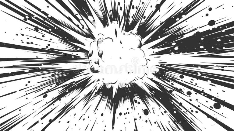 Dynamic Black and White Comic Explosion Illustration with Radial Lines ...