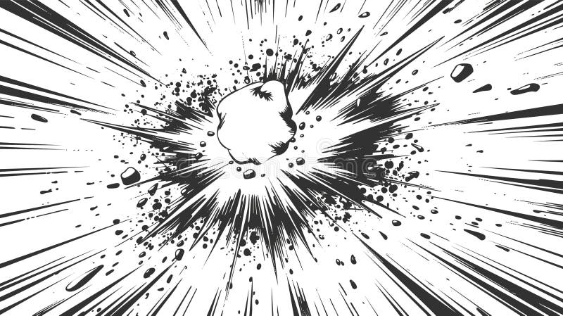 Dynamic Black and White Comic-style Explosion Illustration. Stock ...