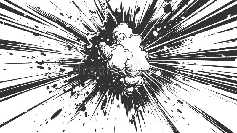 Dynamic Black and White Comic-style Explosion Illustration with ...
