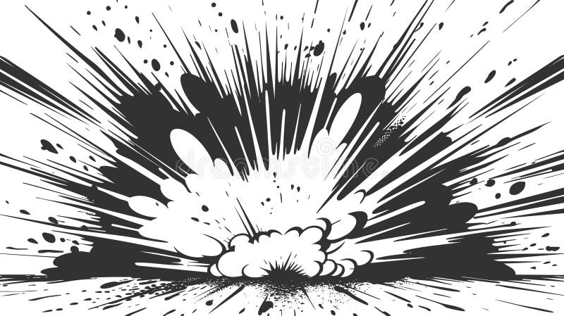 Dynamic Black and White Comic-style Explosion Illustration with Energy ...
