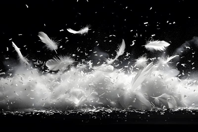 Abstract Feather Explosion in Black and White for Artistic Display ...