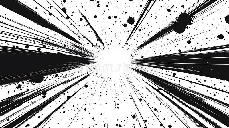 Dynamic Black and White Explosion Effect with Radial Lines and Splatter ...