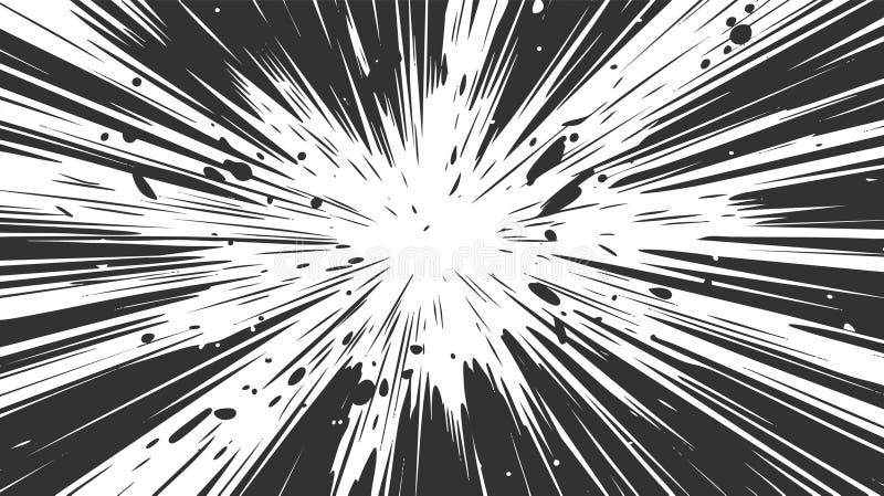 Dynamic Black and White Explosion Graphic with Abstract Rays and ...