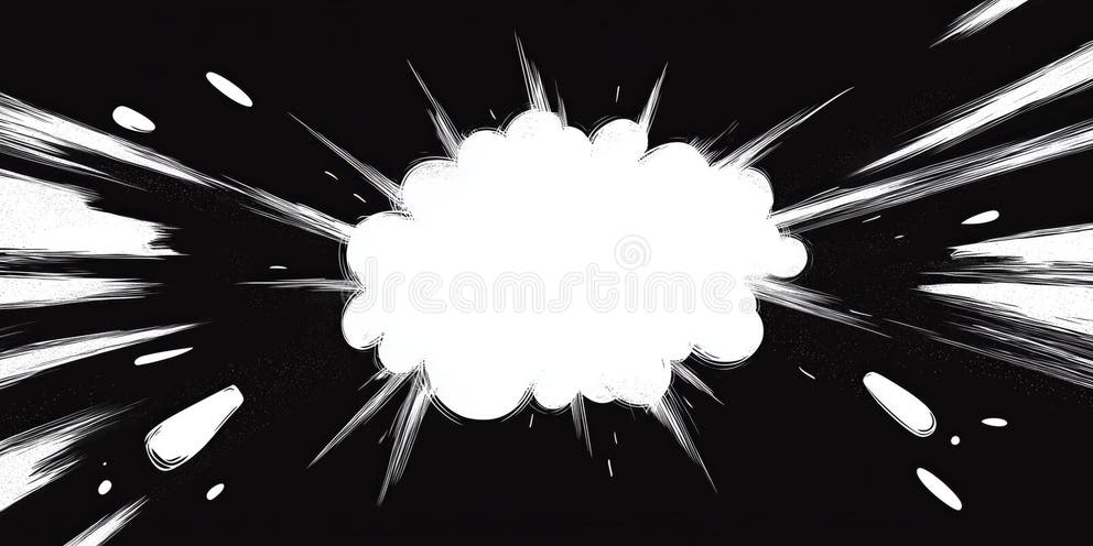 Dynamic Black and White Explosion Graphic with Bold Lines and Energy ...
