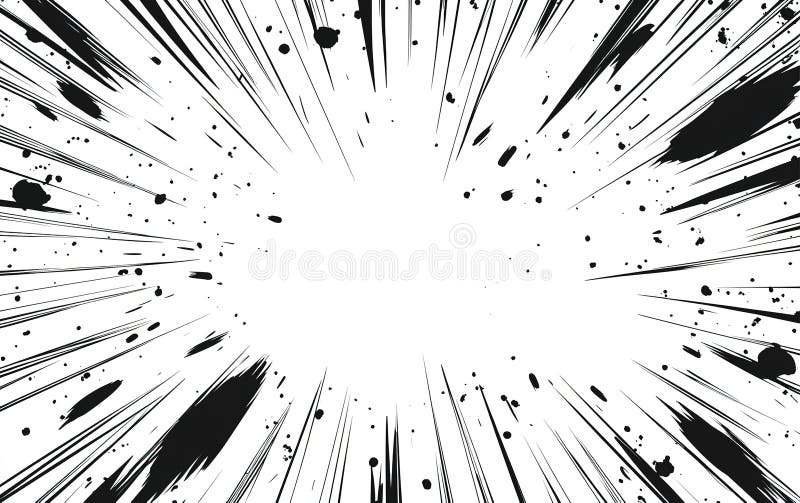 Dynamic Black and White Explosion Graphic with Radiating Lines and ...