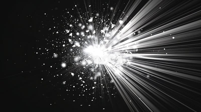 Dynamic Black and White Explosion of Light Rays and Particles Stock ...