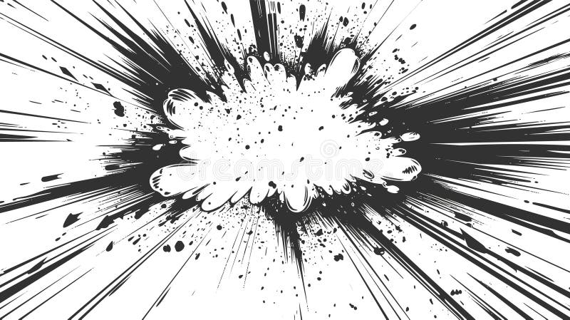 Dynamic Black and White Explosion Splash with Radial Lines. Stock ...