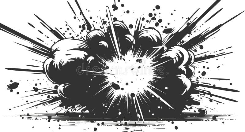 Dynamic Black and White Illustration of an Explosion with Comic Style ...