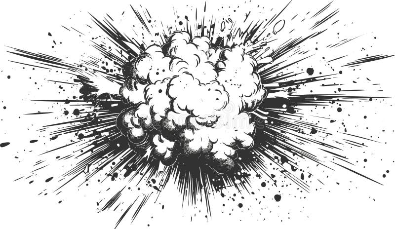 Dynamic Black and White Illustration of an Explosion with Graphic ...
