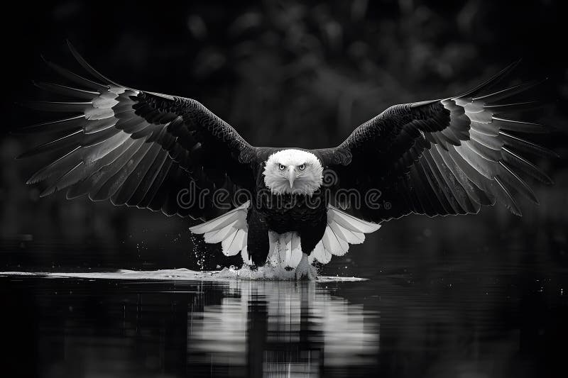 Majestic Bald Eagle in Flight Over Water with Reflection Generative AI ...