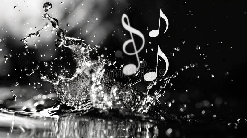 Musical Notes Splashing in Water Stock Illustration - Illustration of ...