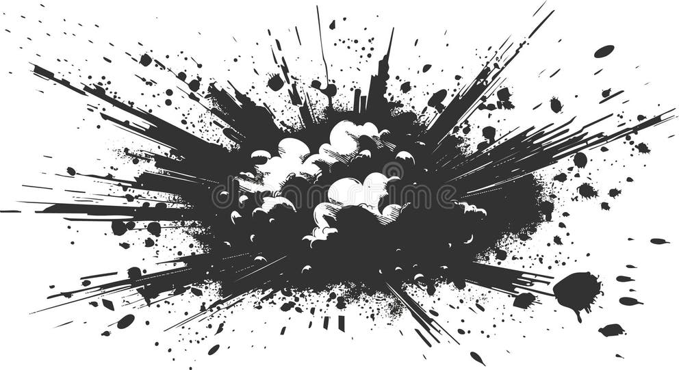 Dynamic Black and White Ink Explosion with Splatter Effect. Stock ...