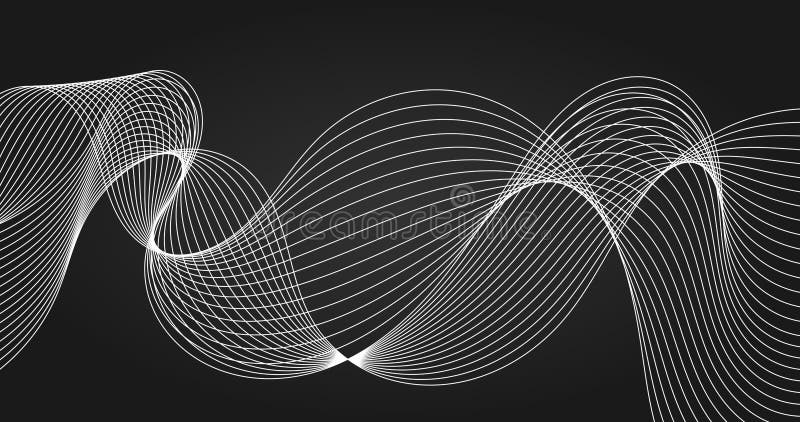 Abstract Background with Dynamic Waves. Vector Illustration. Black and ...