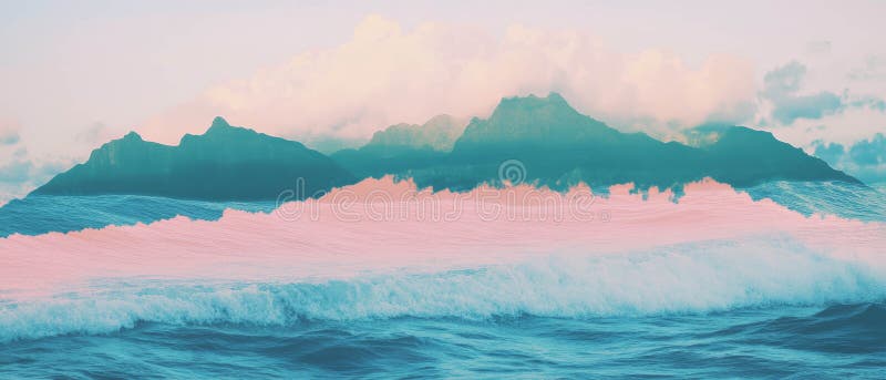 Dynamic Blend of Ocean Waves and Mountain Peaks in a Breathtaking ...