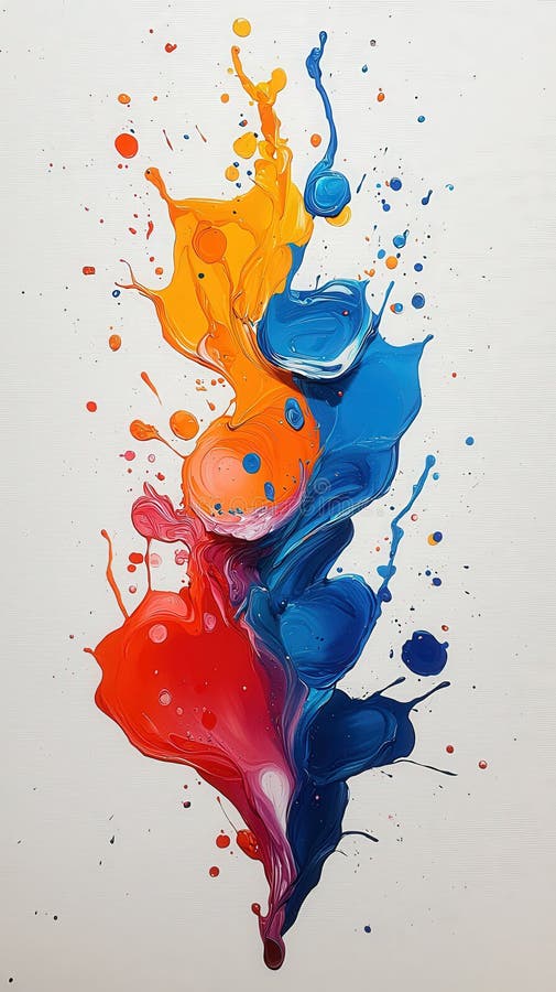 Dynamic Blend of Primary Paint Colors on White Canvas Stock Photo ...