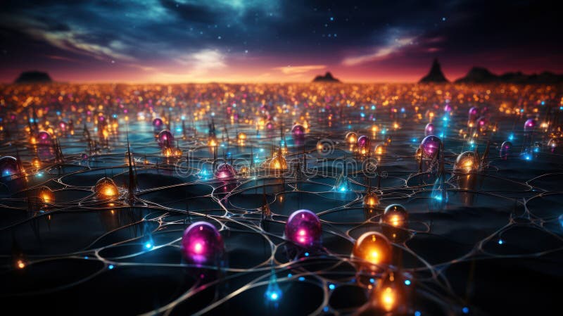 Dynamic Blockchain Waves Created With Generative Ai Stock Illustration