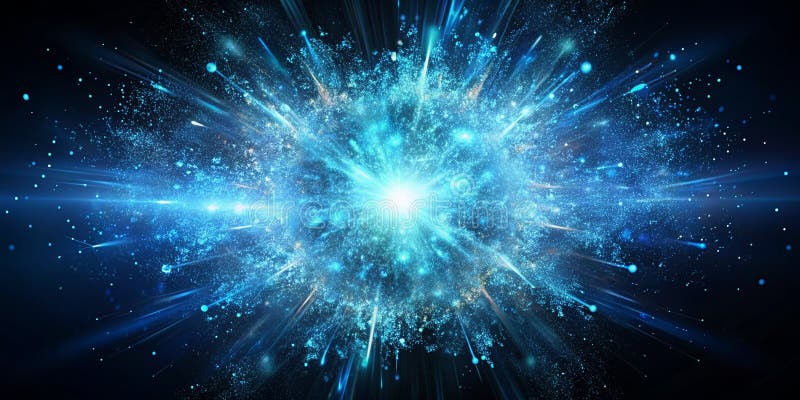 Dynamic Blue Abstract Space Particles Explosion on Dark Background ...