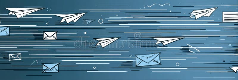 Stylized Email Icons and Communication Lines Represent Digital ...