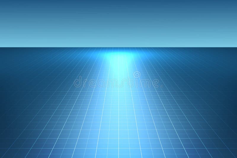 Blue Background with Soft Light and Large Grid Floor Stock Illustration ...