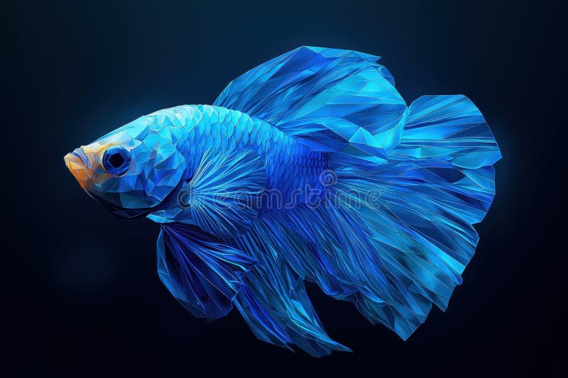 Dynamic Blue Betta Fish Art Digital Creation Underwater Realm Abstract ...