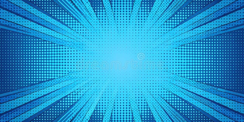 Dynamic Blue Comic Book Style Background with Radial Burst and Halftone ...