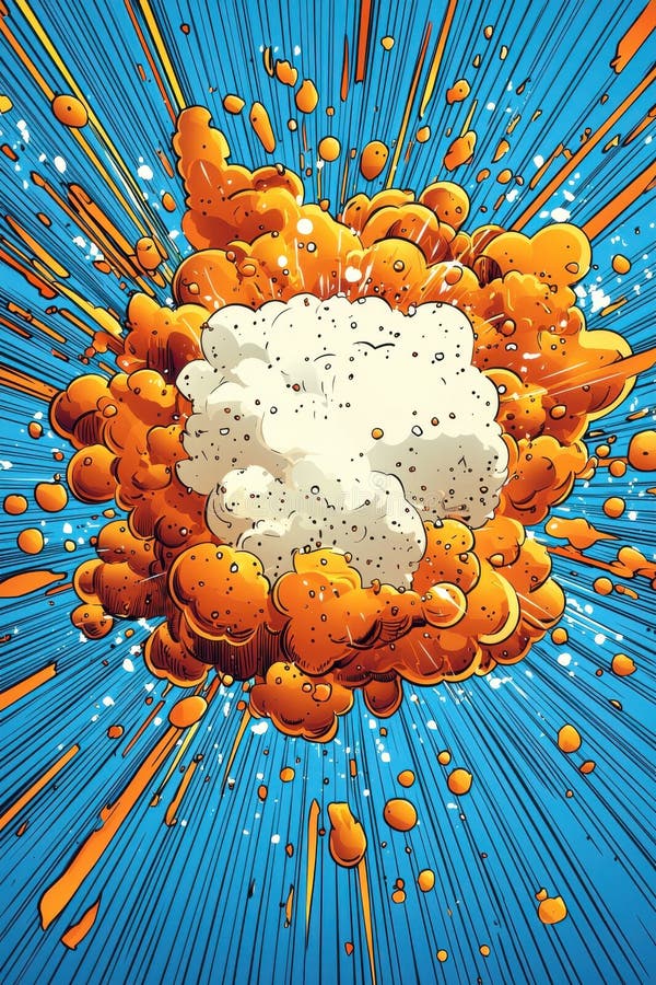 Dynamic Blue Comic-style Explosion with Vibrant Orange Colors Stock ...