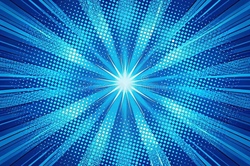 Dynamic Blue Comic Zoom Background Abstract Dot Halftone Design for ...