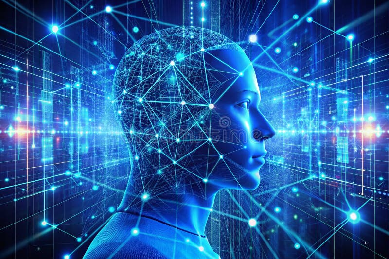 Dynamic Blue Data Matrix Simulation Exploring a Futuristic HUD ...