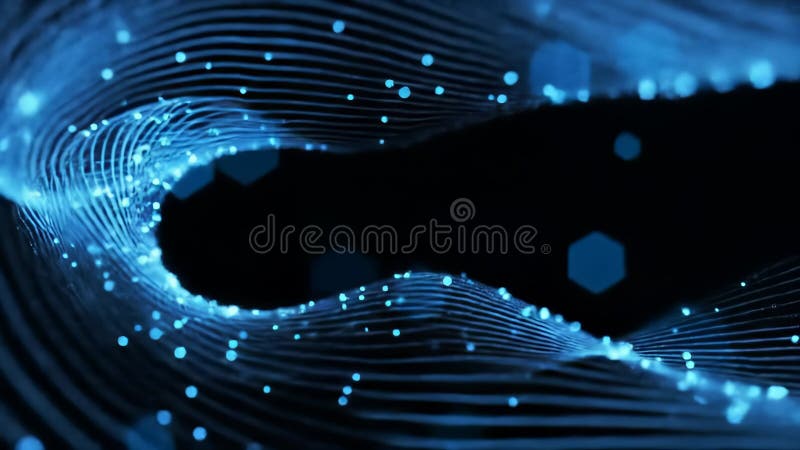 Dynamic Blue Digital Data Flow Creates an Abstract Particle Network ...