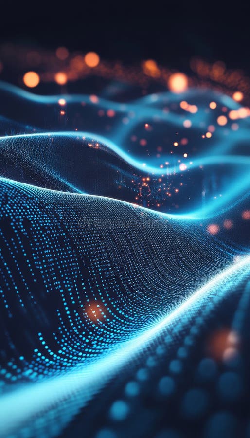 Dynamic Blue Digital Data Flow on Screen Showcasing Engaging Information Technology ...