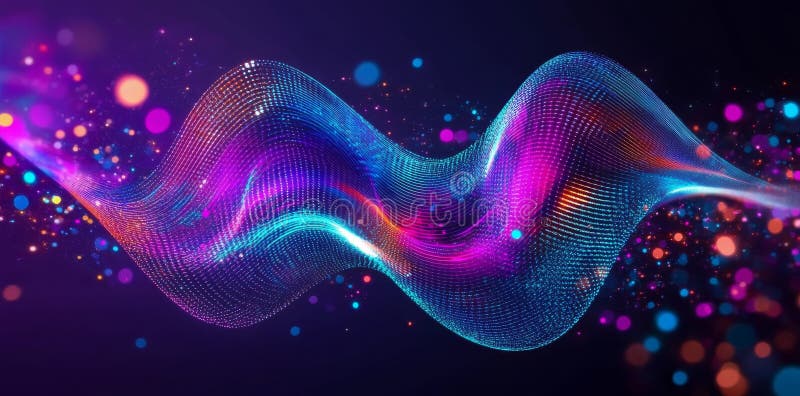 A Dynamic Blue Digital Wave Pattern Forms an Abstract and Futuristic ...