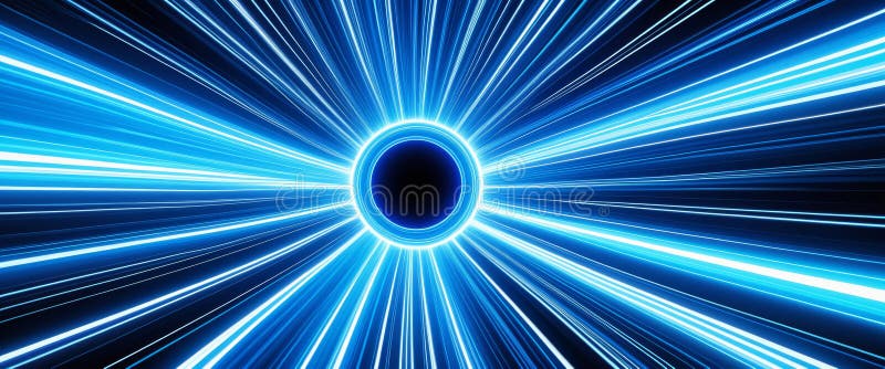 Dynamic Blue Energy Burst with Light Rays and Dark Center Stock Image ...